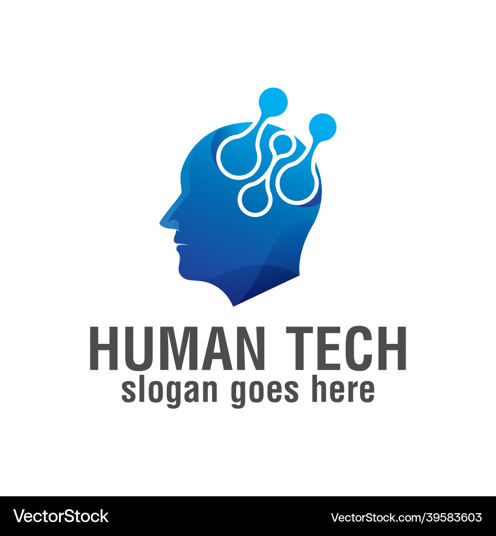Human tech logo digital brain logo smart idea Vector Image