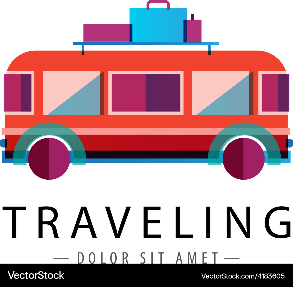 Retro bus logo traveling icon Royalty Free Vector Image