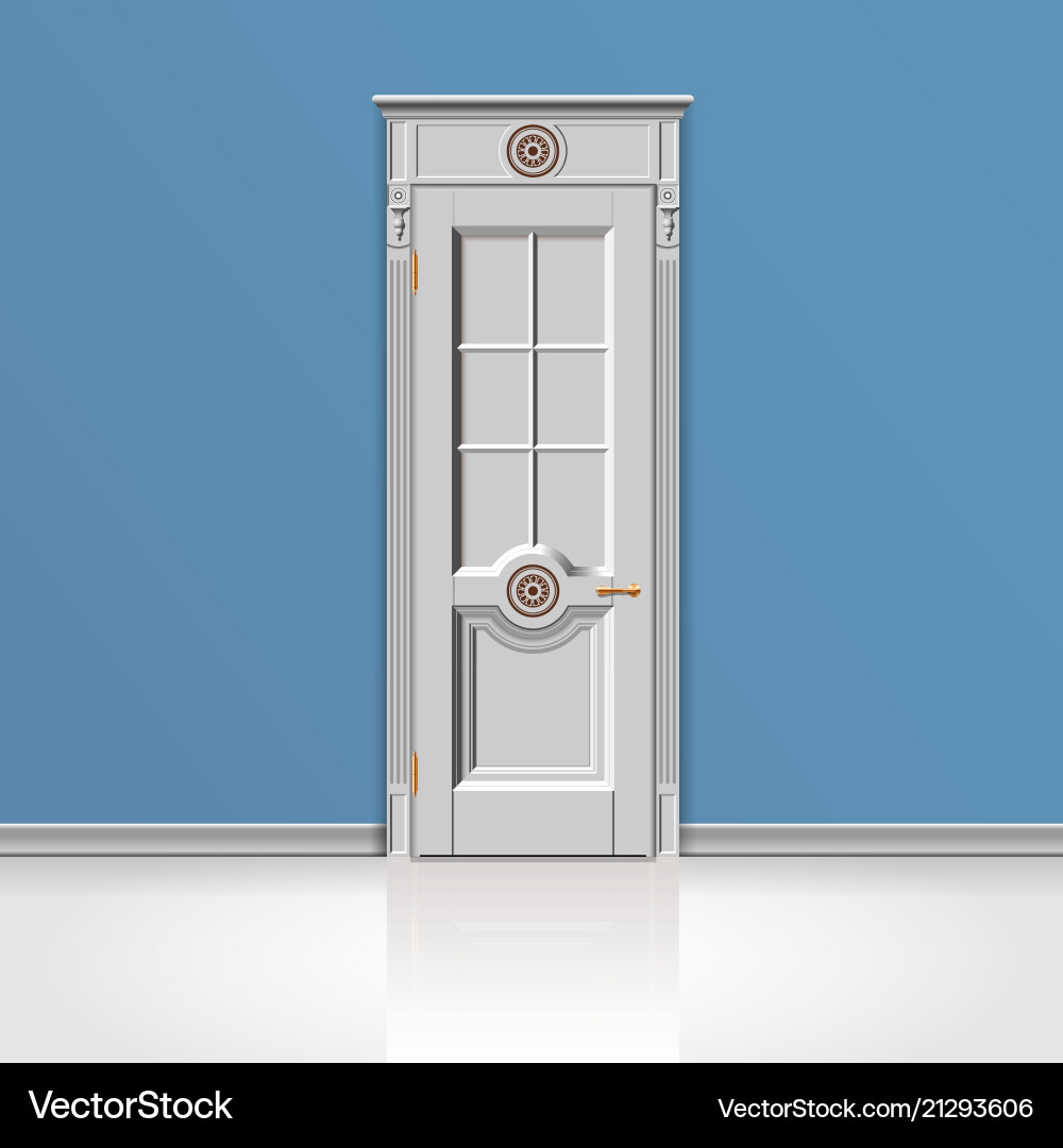White entrance door Royalty Free Vector Image - VectorStock