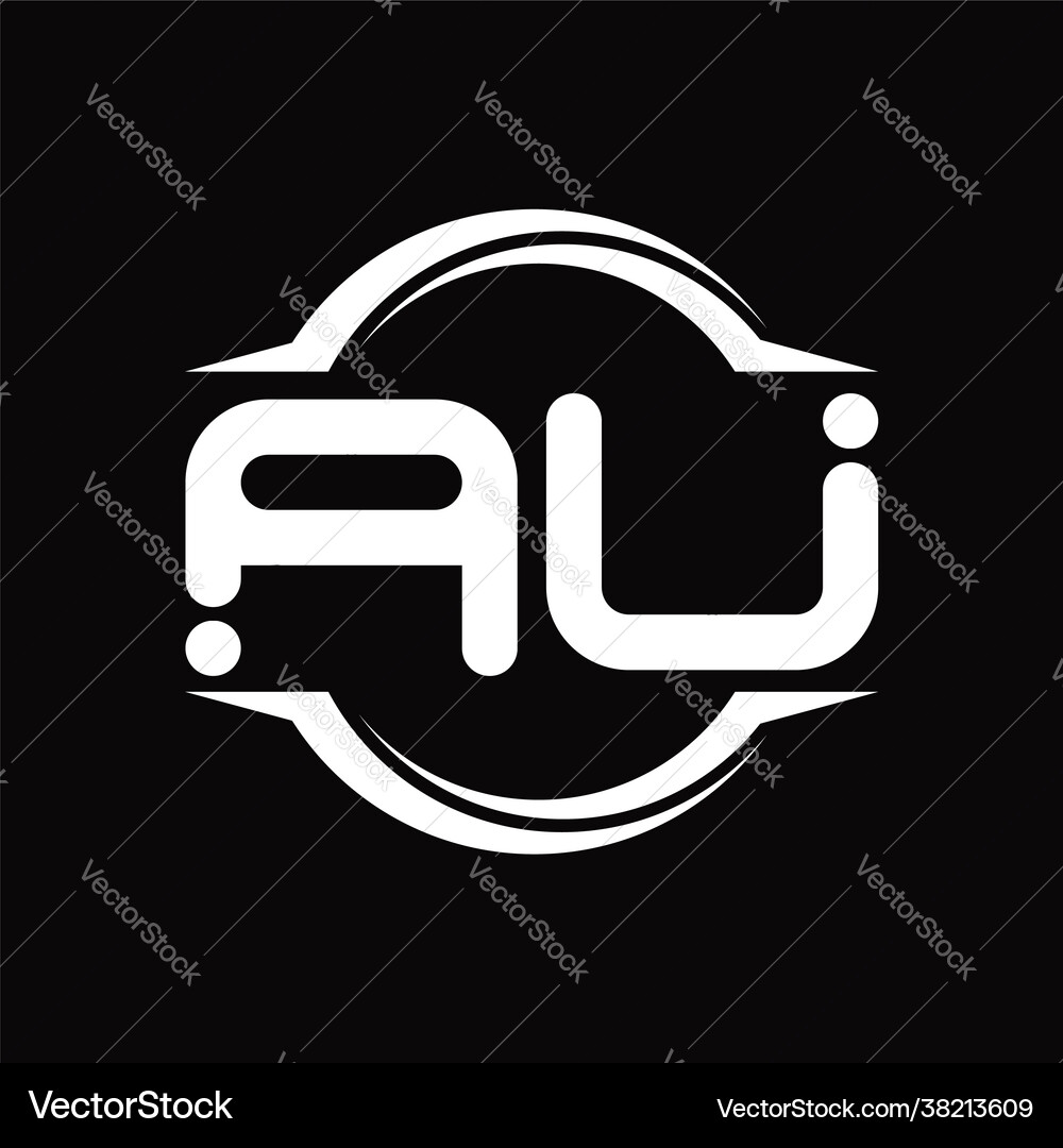 Au logo monogram with circle rounded slice shape Vector Image