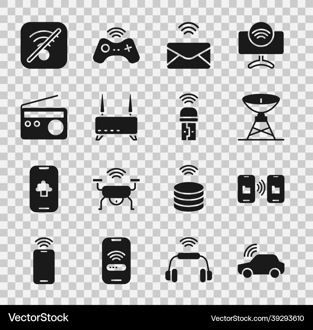 Set smart car system data transfer and storage Vector Image