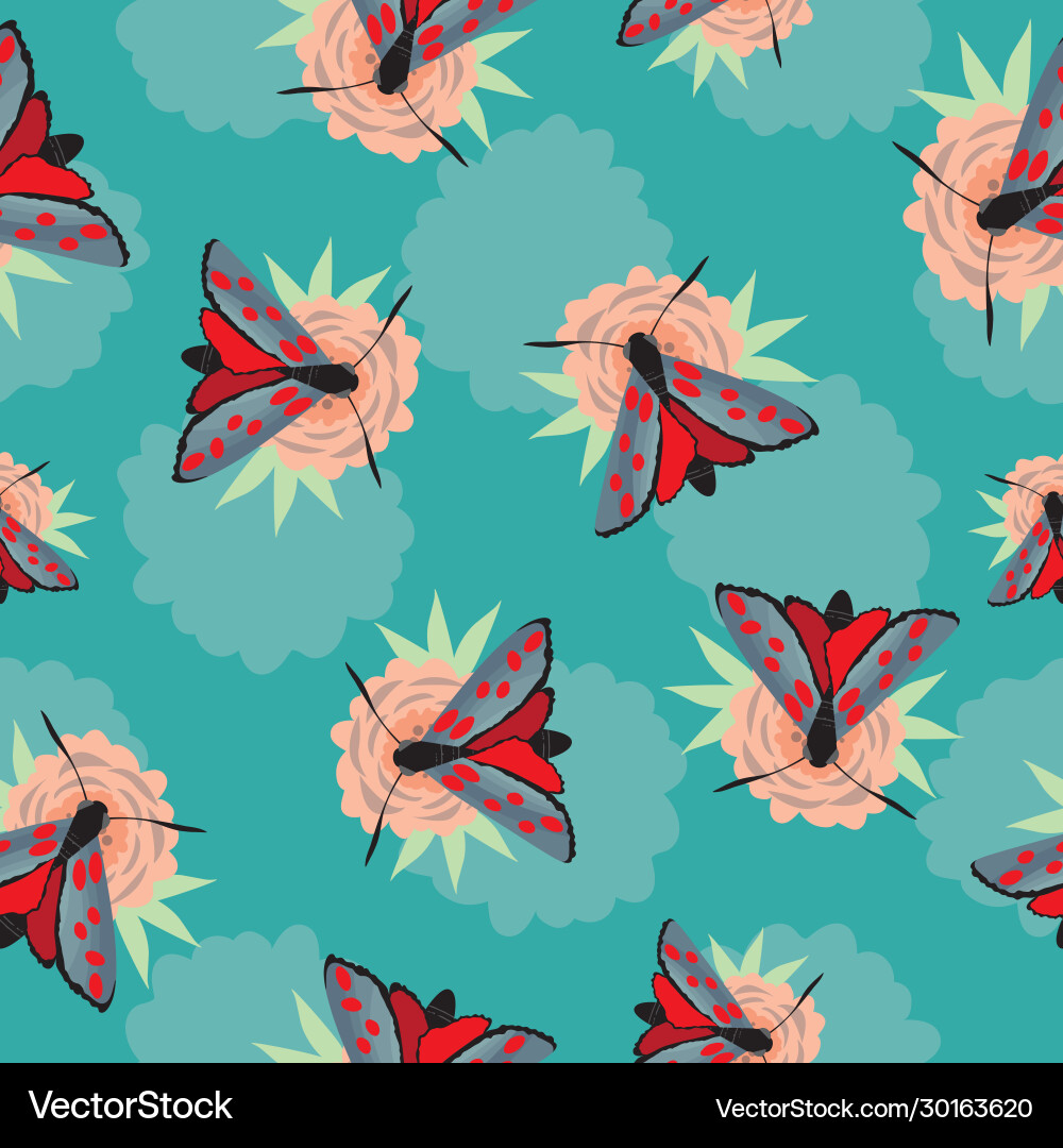 Six spot burnet butterfly seamless pattern Vector Image
