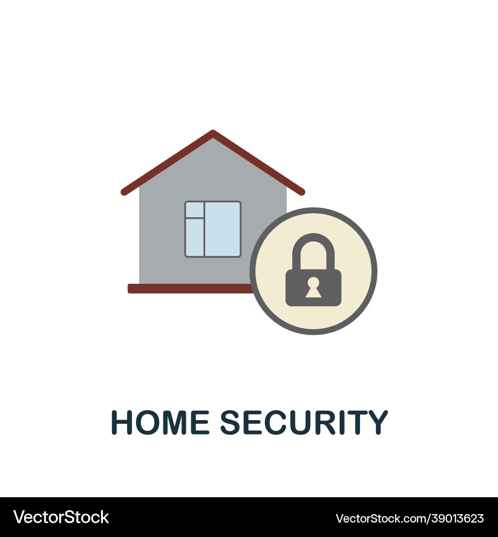 Home security flat icon colored sign from Vector Image