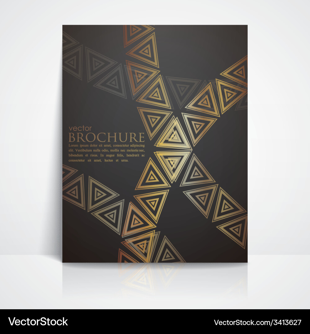 Background with golden triangles brochure template