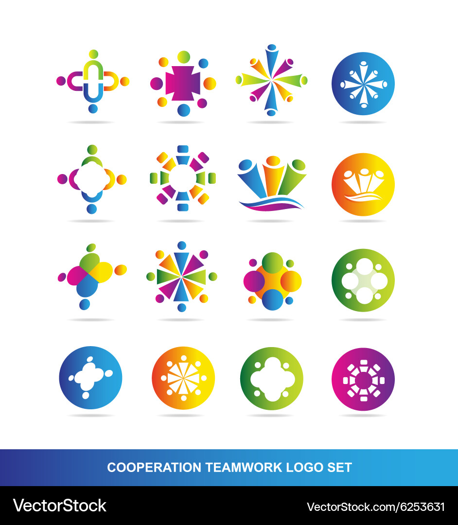 Cooperation teamwork logo Royalty Free Vector Image - VectorStock