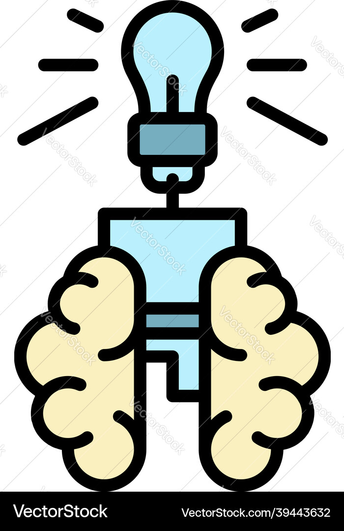 Ai brain icon color outline Royalty Free Vector Image