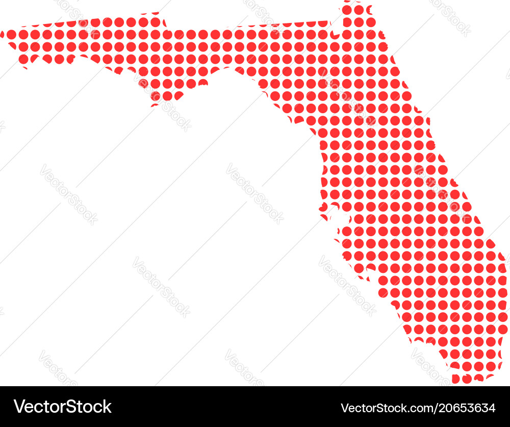 Red dot map of florida Royalty Free Vector Image
