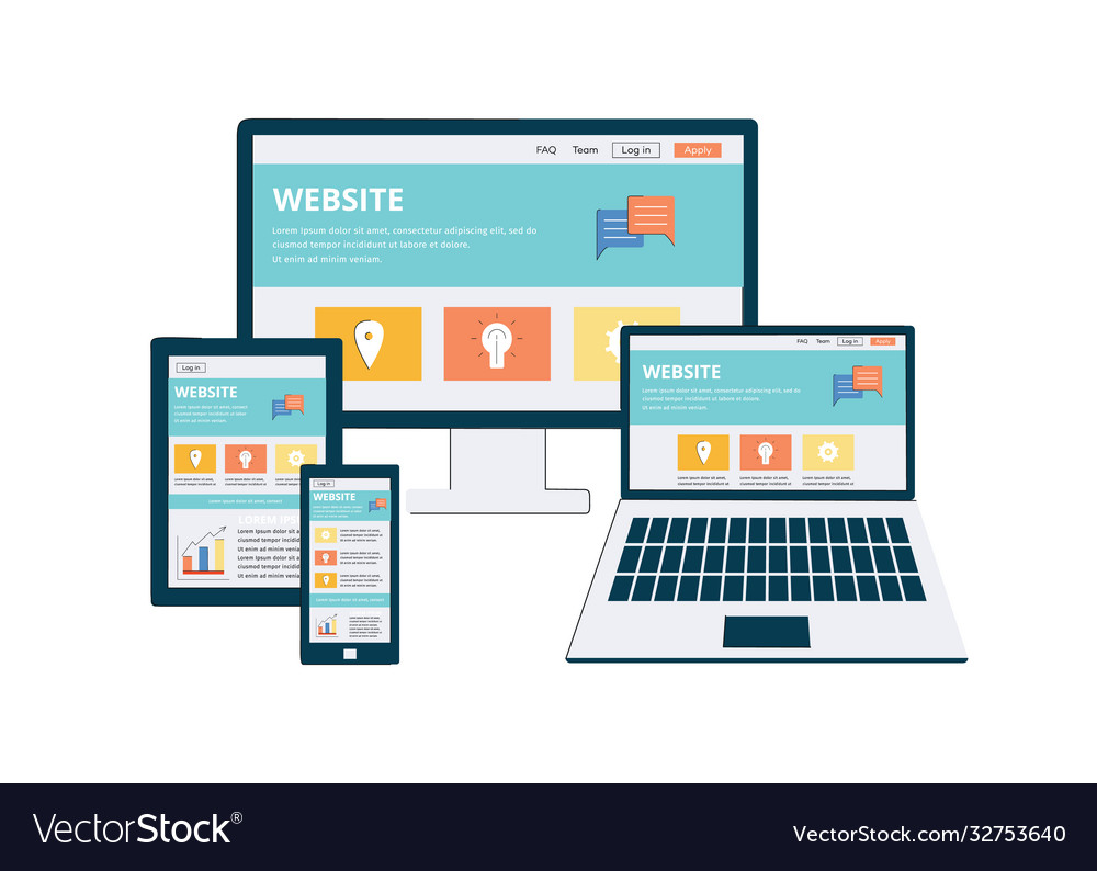 Website interface on modern technology screens Vector Image
