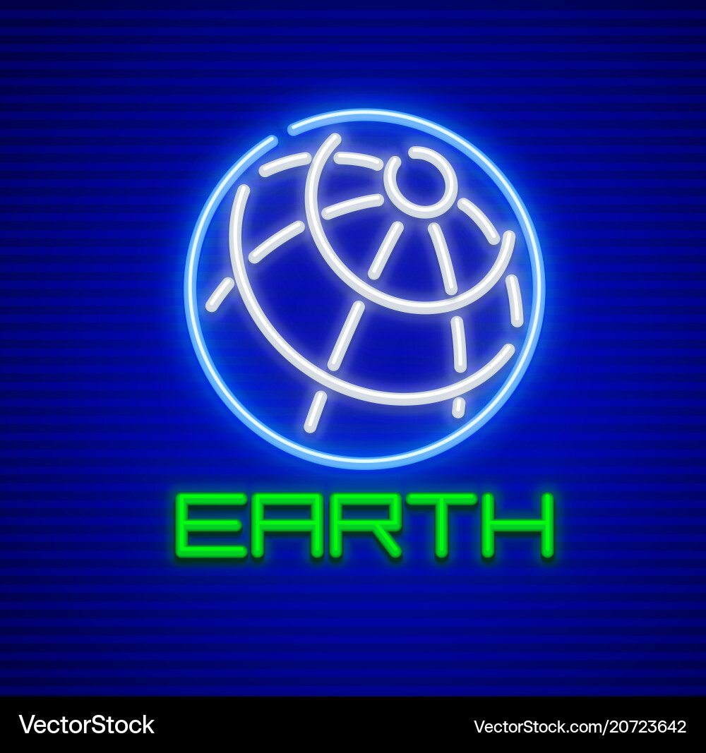 Globe planet earth neon icon Royalty Free Vector Image