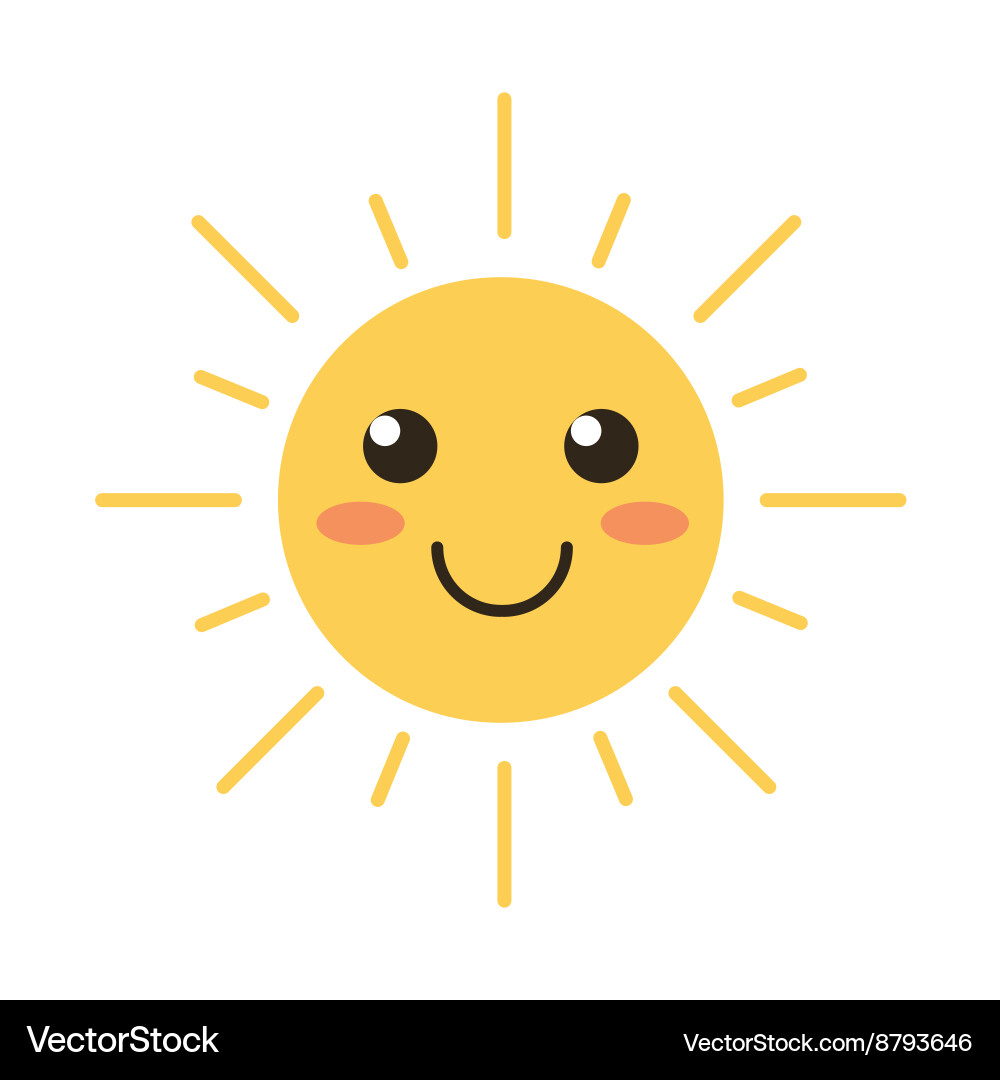 Flat design smiling cartoon sun Royalty Free Vector Image