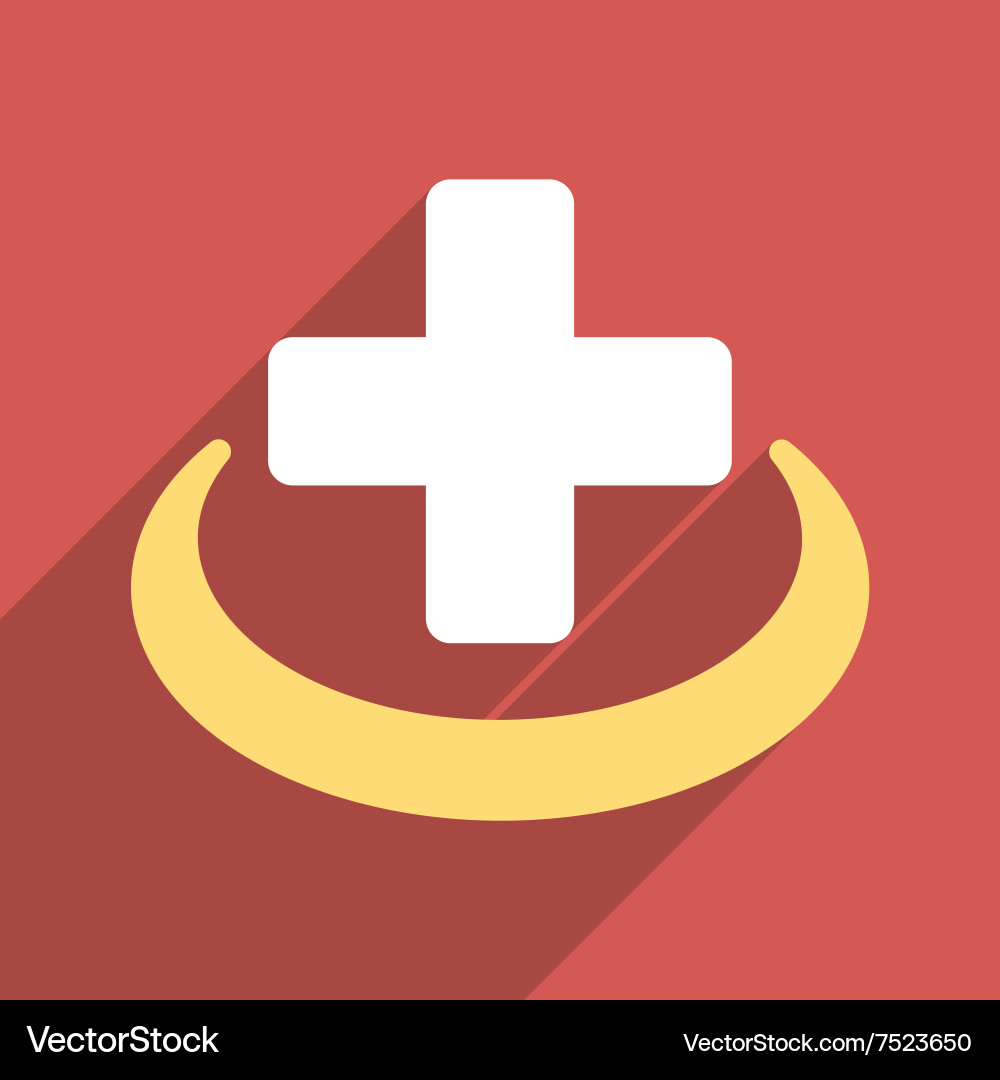 Medical community flat square icon with long Vector Image