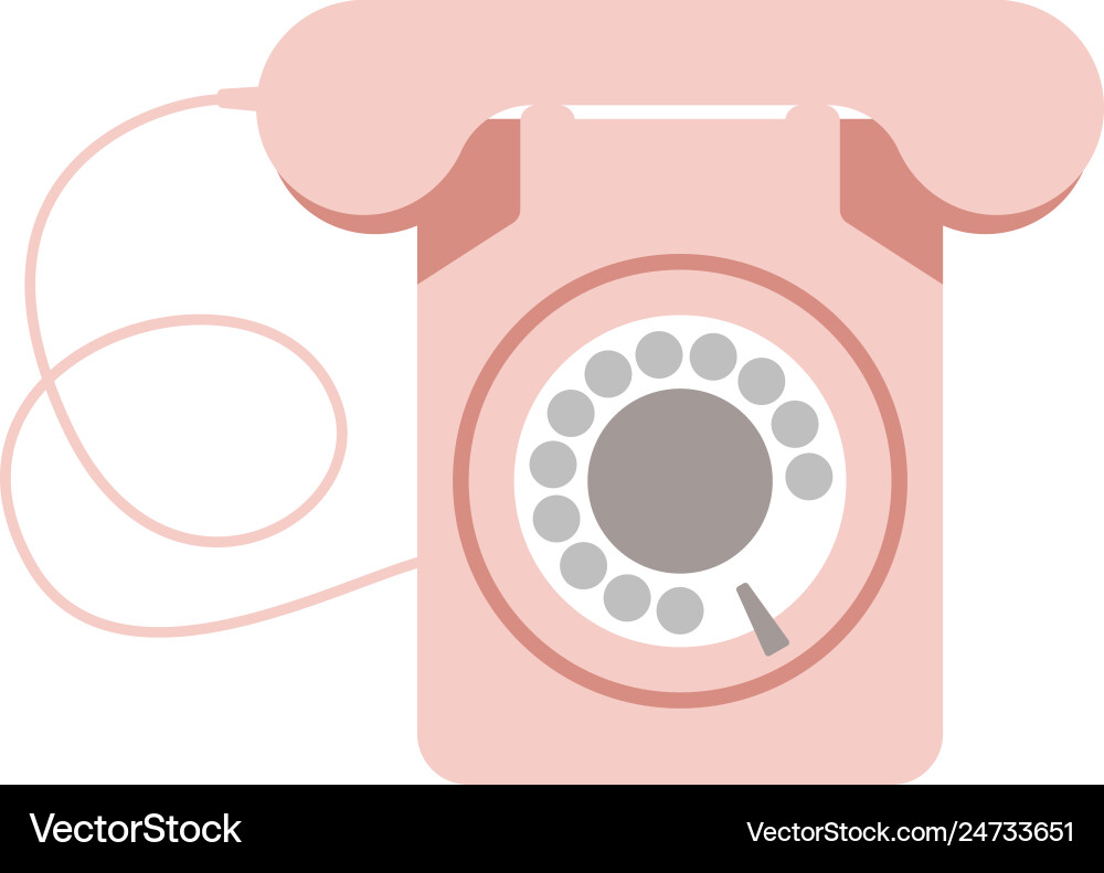 Pink retro phone flat on white Royalty Free Vector Image