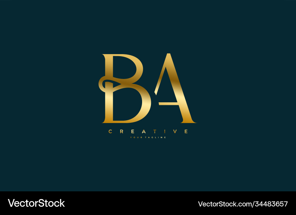 Simple letter ba monogram stylish type gold Vector Image