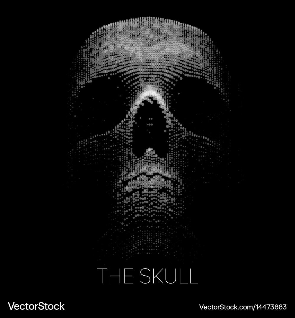 Distorted skull constructed with points Royalty Free Vector