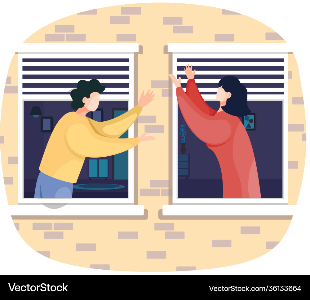 Windows with neighbors doing daily things Vector Image