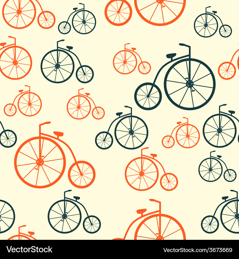 Seamless Pattern with Retro Bicycle Background Vector Image