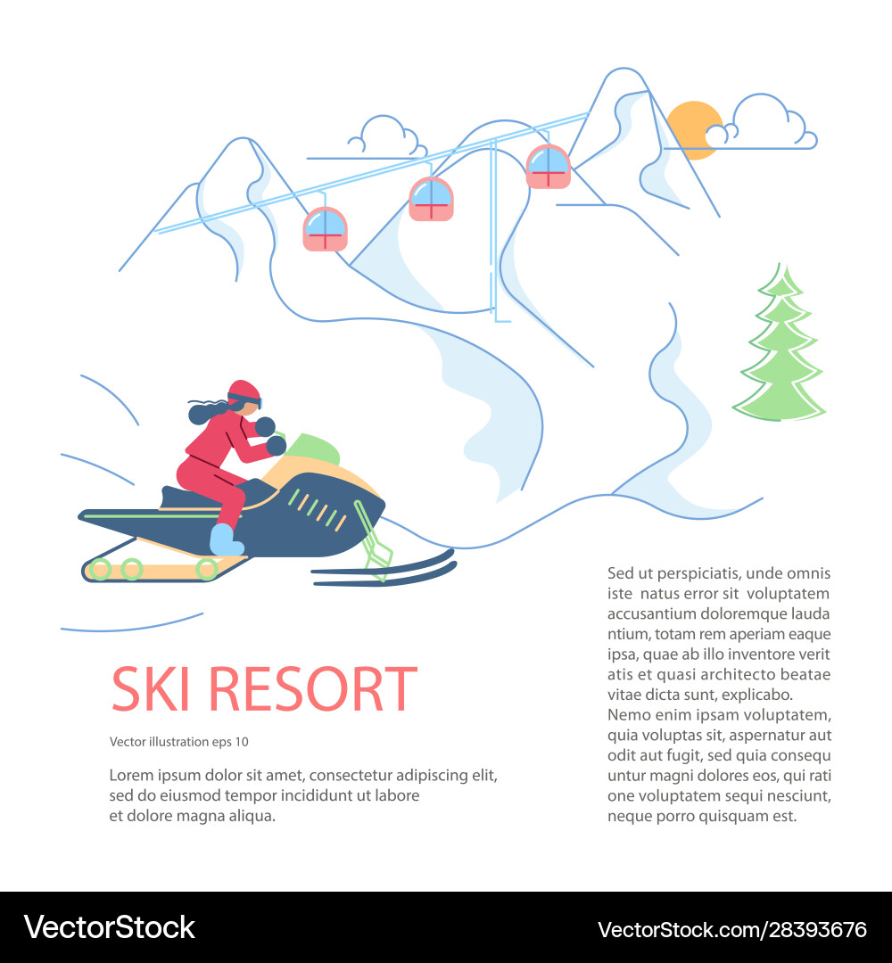 Girl on snowmobile Royalty Free Vector Image - VectorStock