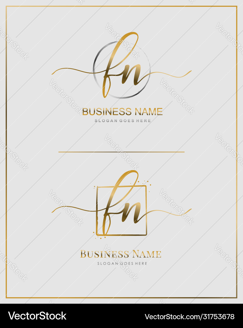 F n fn initial handwriting logo letter Royalty Free Vector