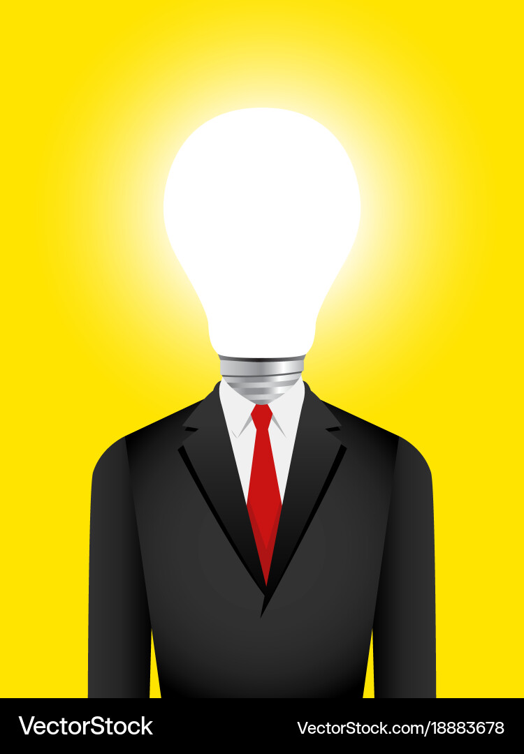 Light bulb head businessman Royalty Free Vector Image