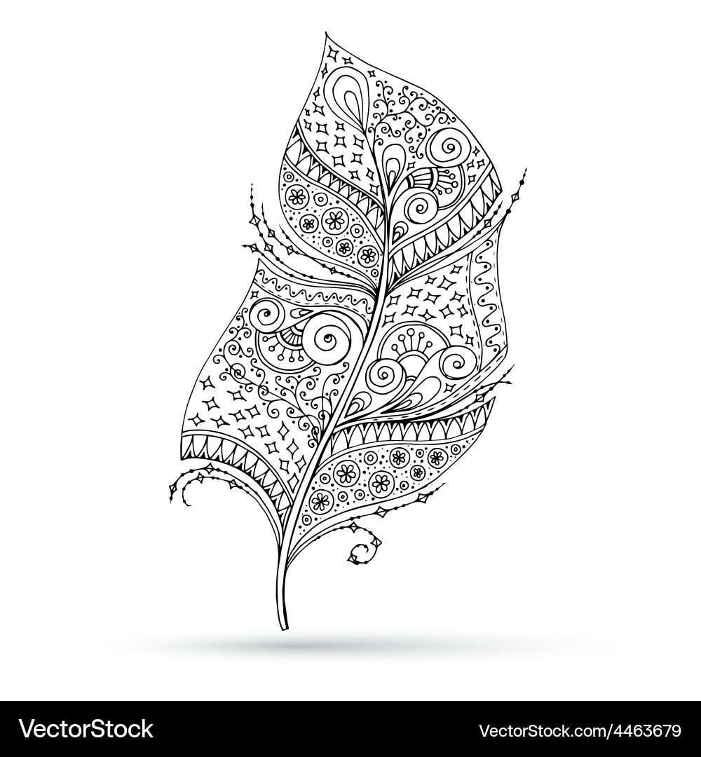 Artistically drawn stylized feather Royalty Free Vector