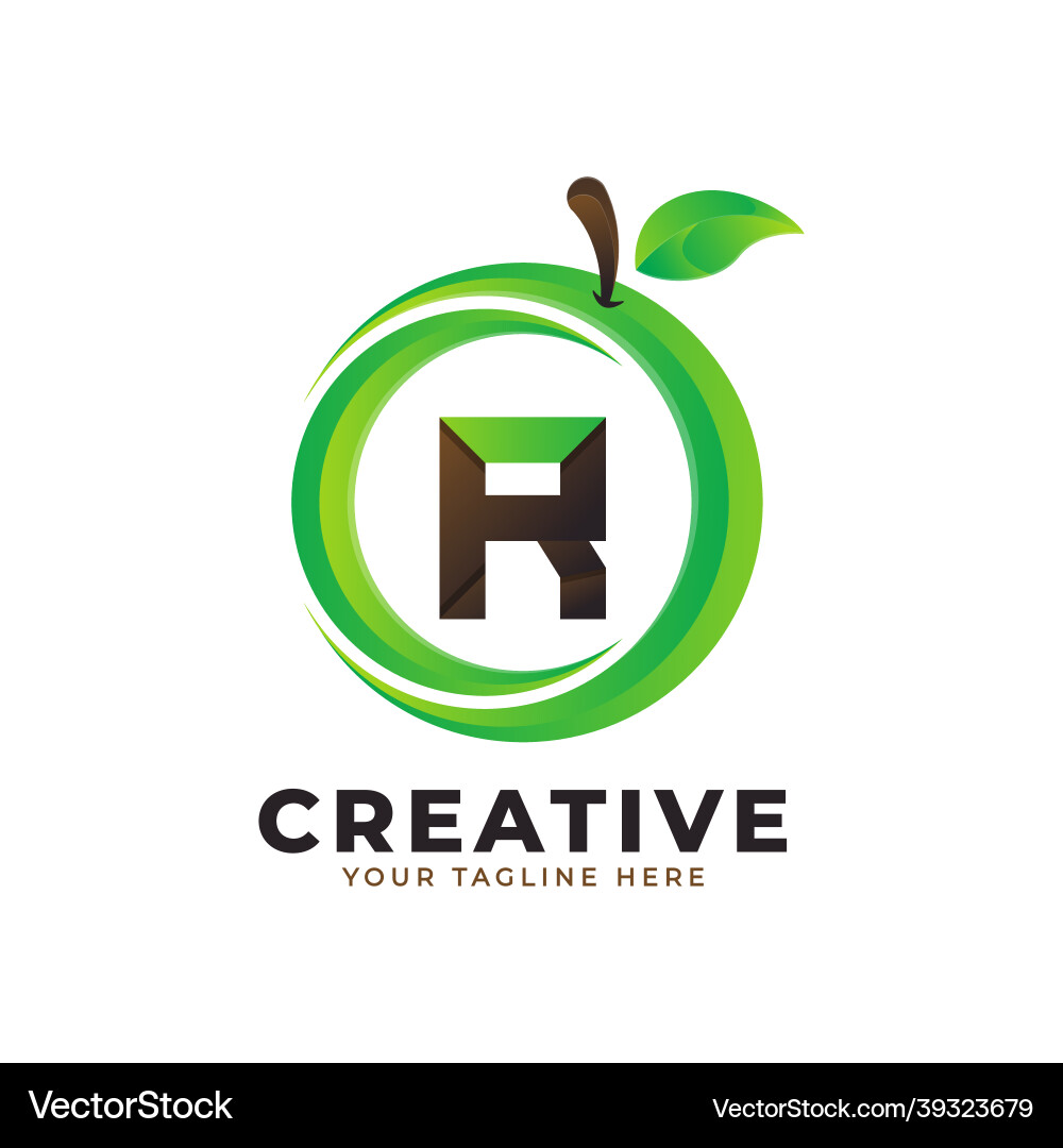 Letter r logo in fresh orange fruit with modern Vector Image