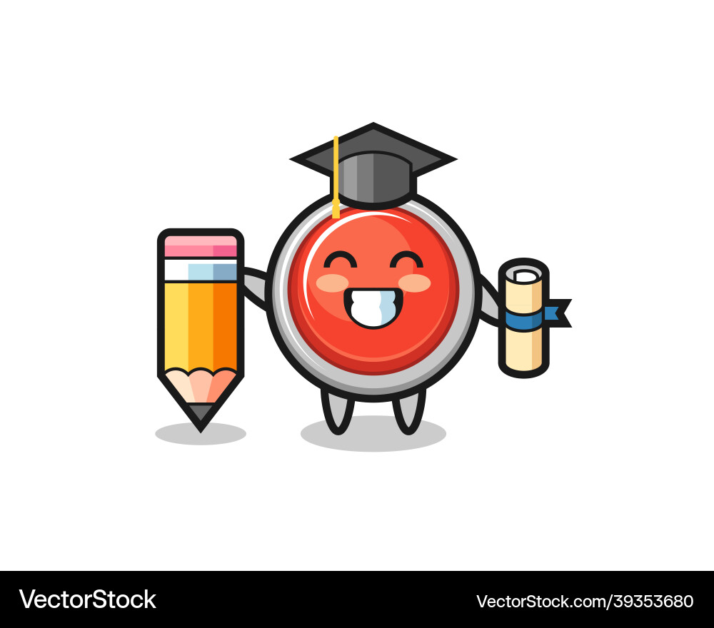 Emergency panic button cartoon is graduation Vector Image