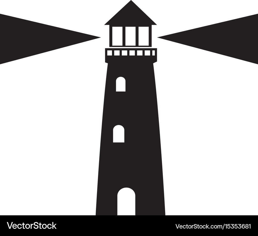 Lighthouse guide ocean location signal Royalty Free Vector