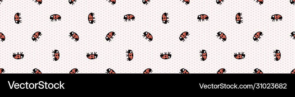 Cute ladybug seamless border hand drawn Royalty Free Vector