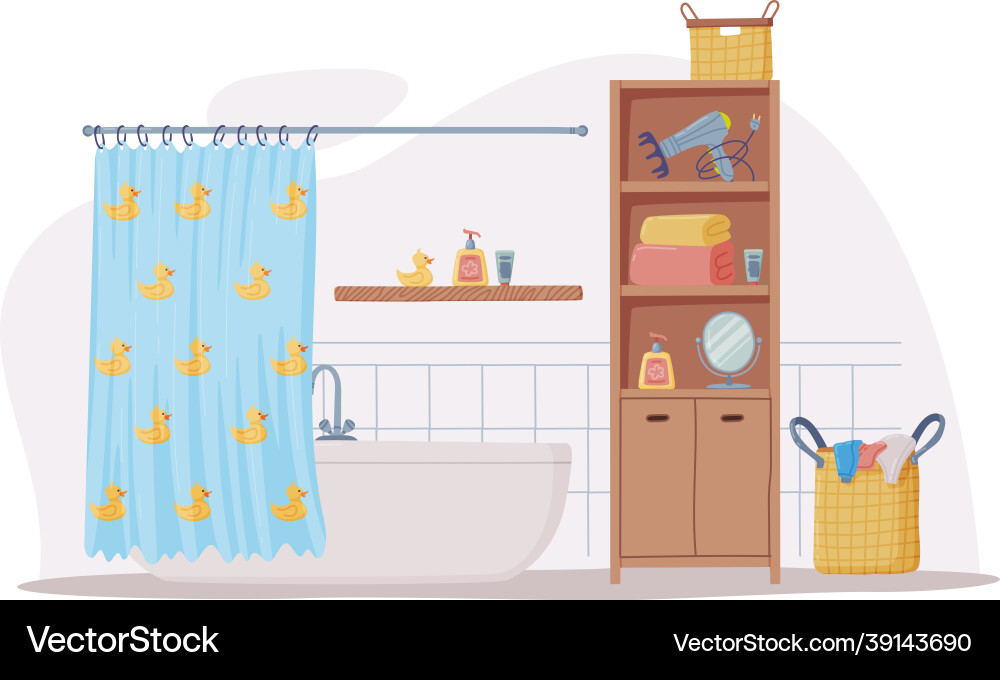 Bathroom or washroom interior with cabinet Vector Image