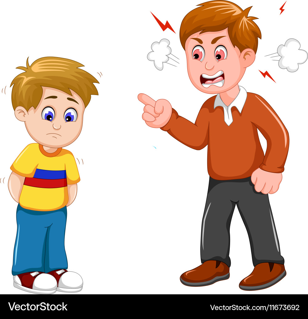 Cartoon Father scolding his son Royalty Free Vector Image