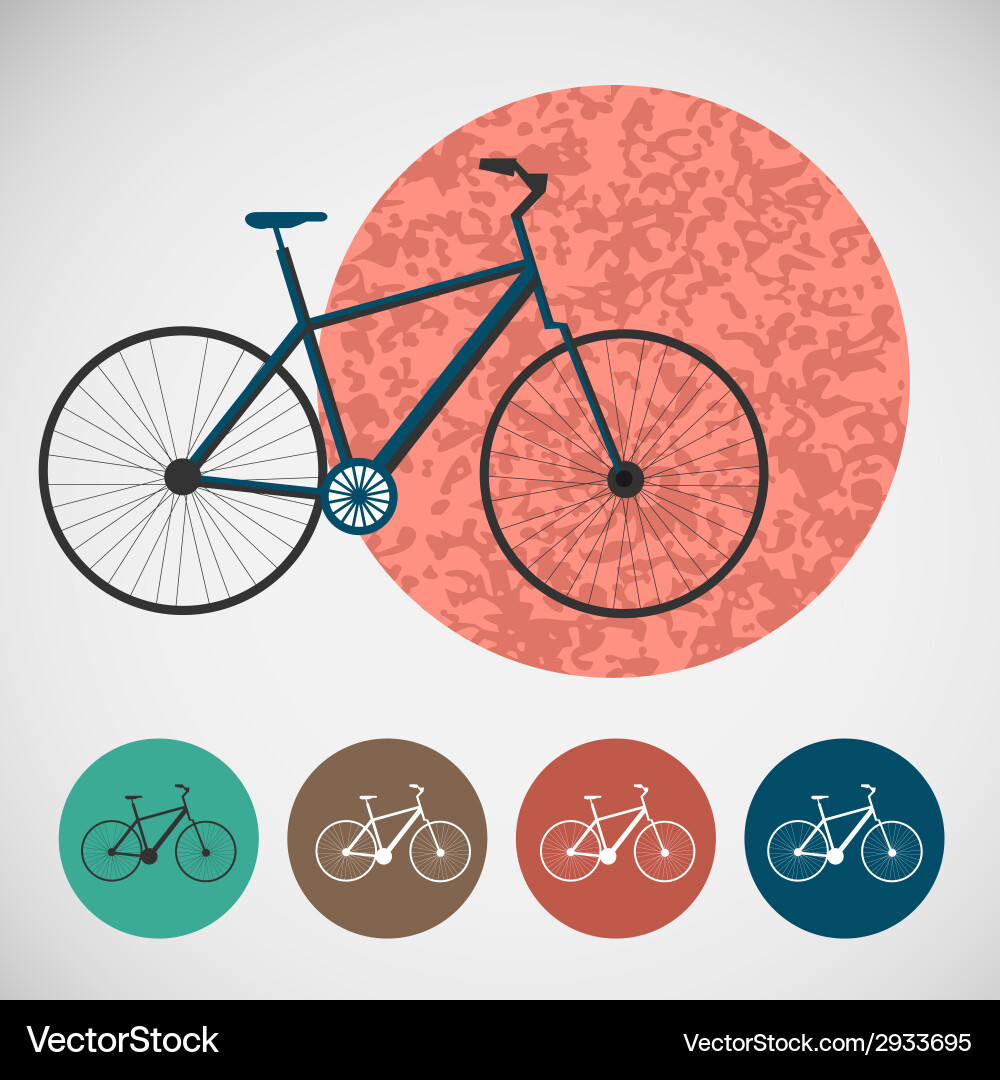 Set of bicycle on colored backgrounds Royalty Free Vector