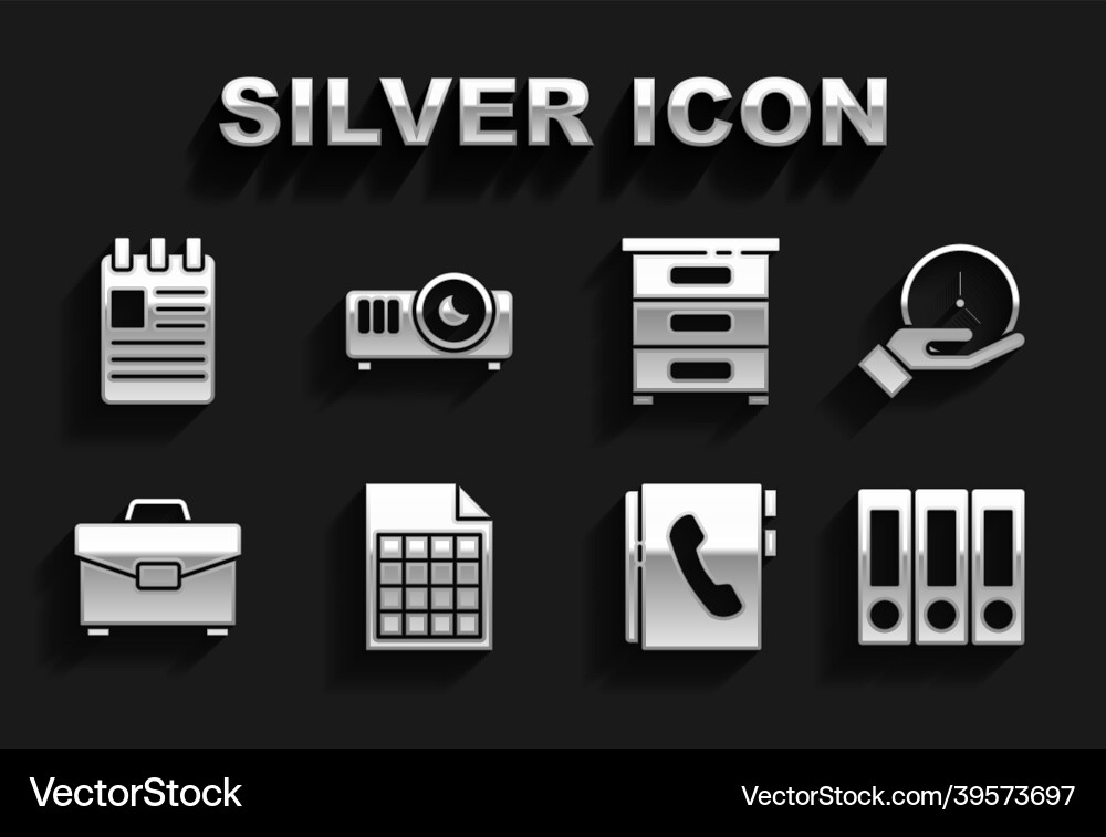 Set file document clock office folders address Vector Image