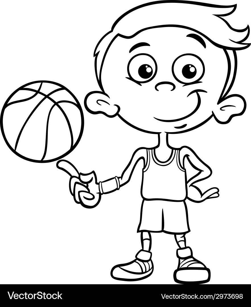 Boy basketball player coloring page Royalty Free Vector Image - VectorStock