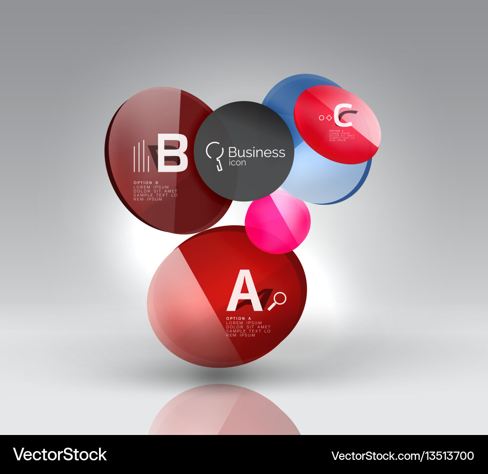 Shiny circles with text in 3d space Royalty Free Vector