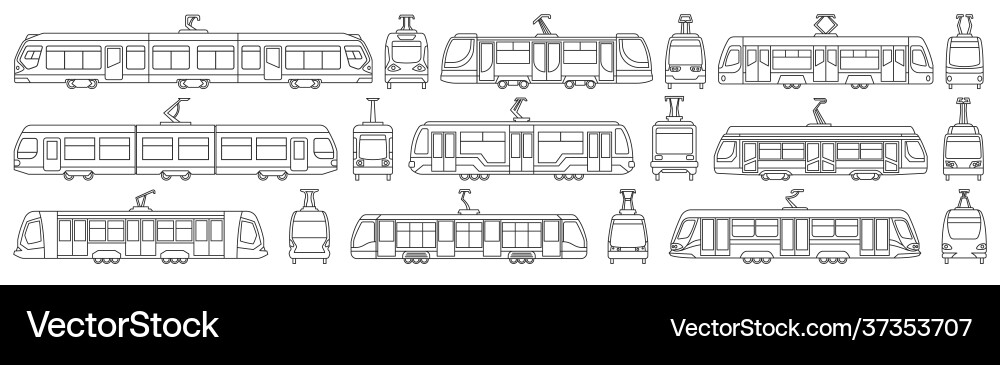 Tram outline set icon Royalty Free Vector Image