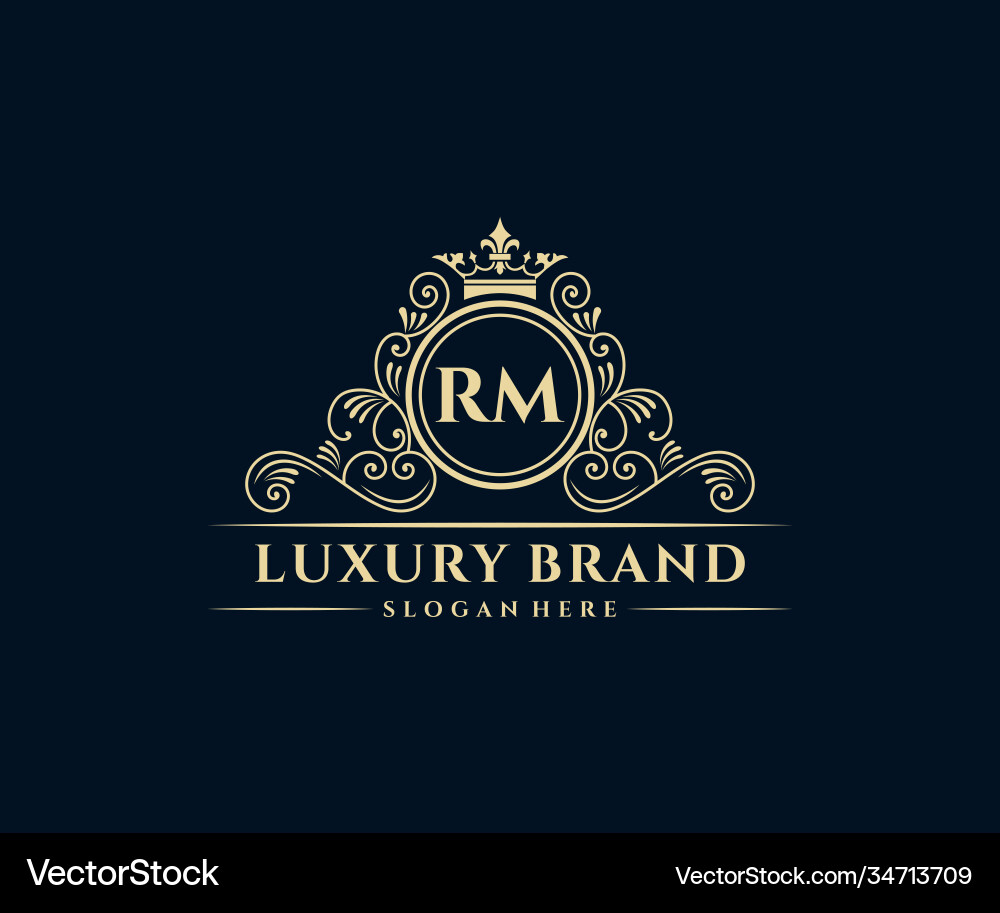 Rm initial letter gold calligraphic feminine Vector Image