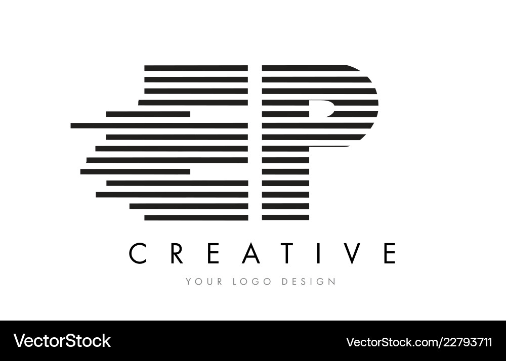 Ep e p zebra letter logo design with black Vector Image