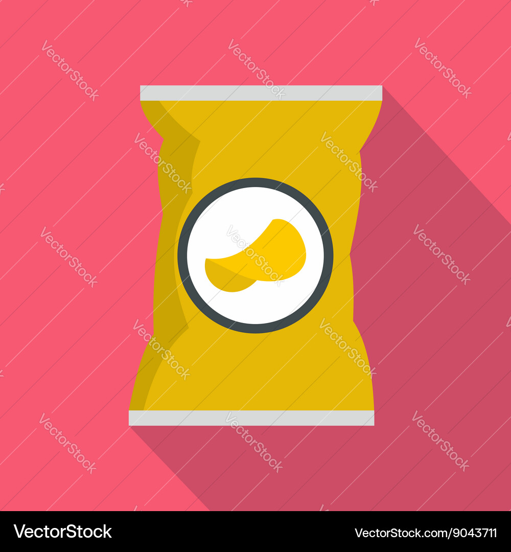 Potato chips bag icon flat style Royalty Free Vector Image