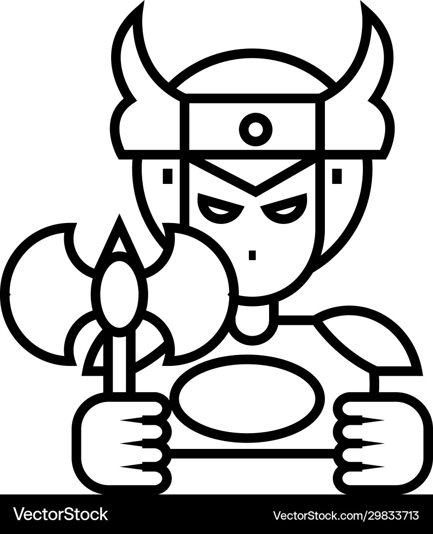 Medieval warrior line icon concept sign outline Vector Image