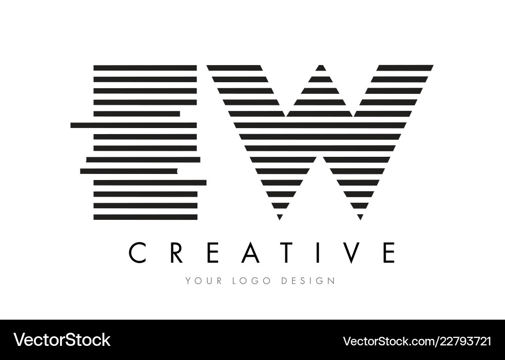 Ew e w zebra letter logo design with black Vector Image