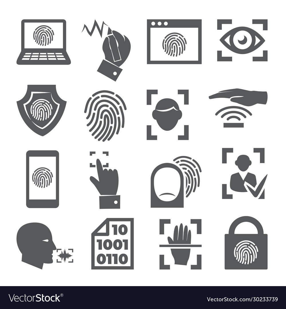 Biometric icons set on white background Royalty Free Vector Biometric icons set on white background Royalty Free Vector