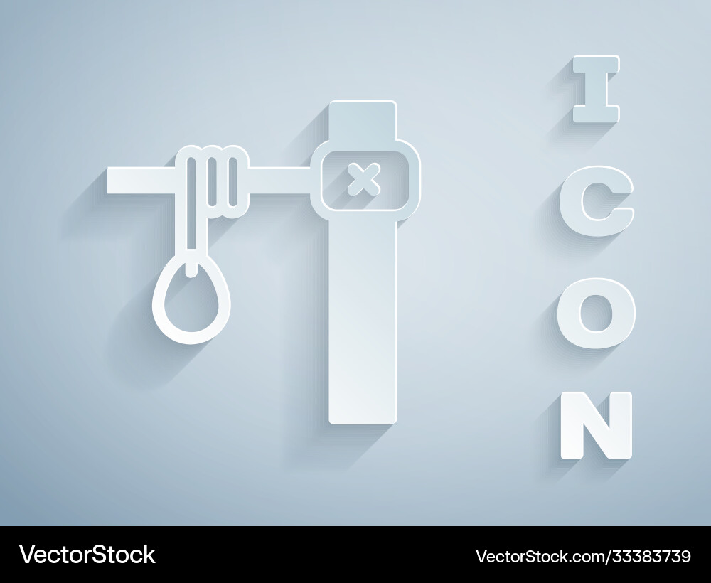 Paper cut gallows rope loop hanging icon isolated Vector Image