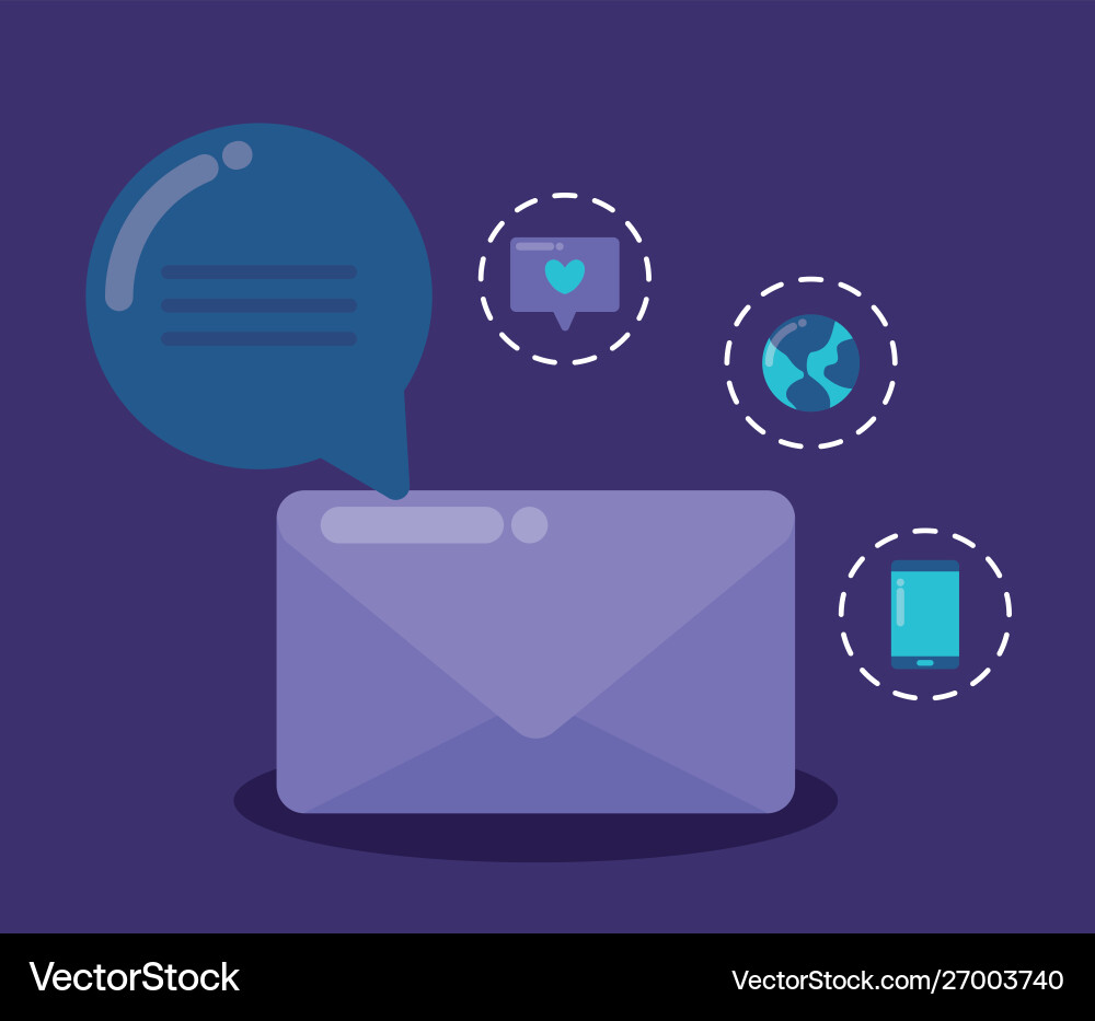 Envelope mail with social media icons Royalty Free Vector