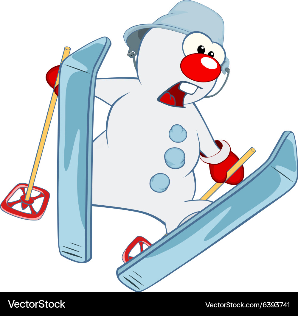 Cute Snowman Ski Jumping Royalty Free Vector Image