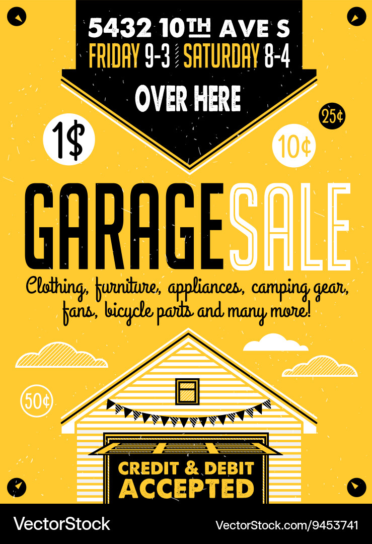Garage Sale Poster Royalty Free Vector Image - VectorStock
