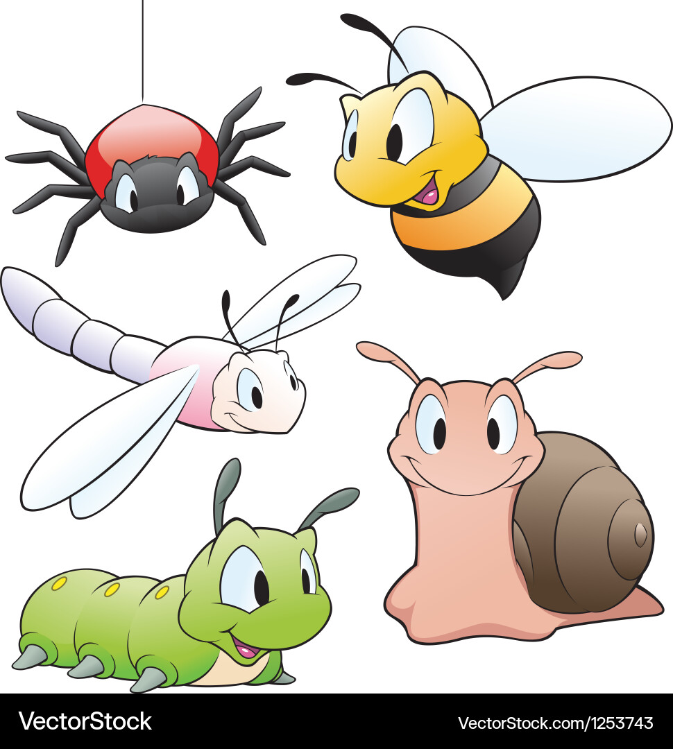 Cartoon Garden Animals Royalty Free Vector Image