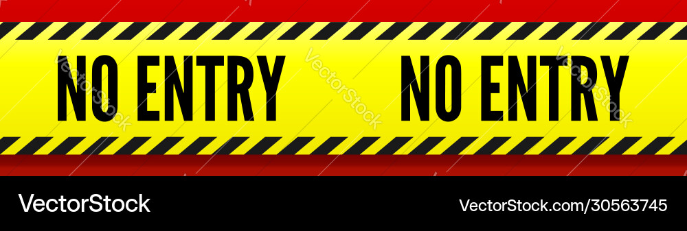 No entry yellow striped line on red background Vector Image