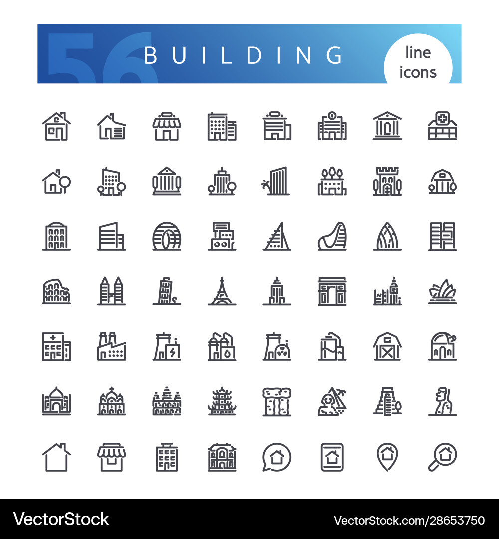 Building line icons set Royalty Free Vector Image