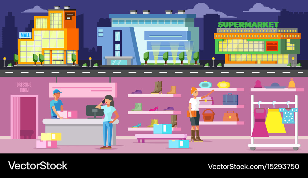 Trade center horizontal banners Royalty Free Vector Image