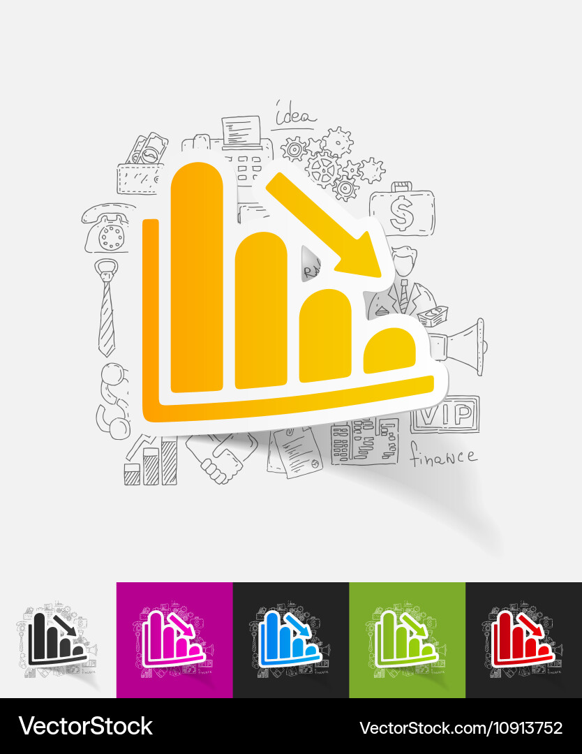 Chart paper sticker with hand drawn elements Vector Image